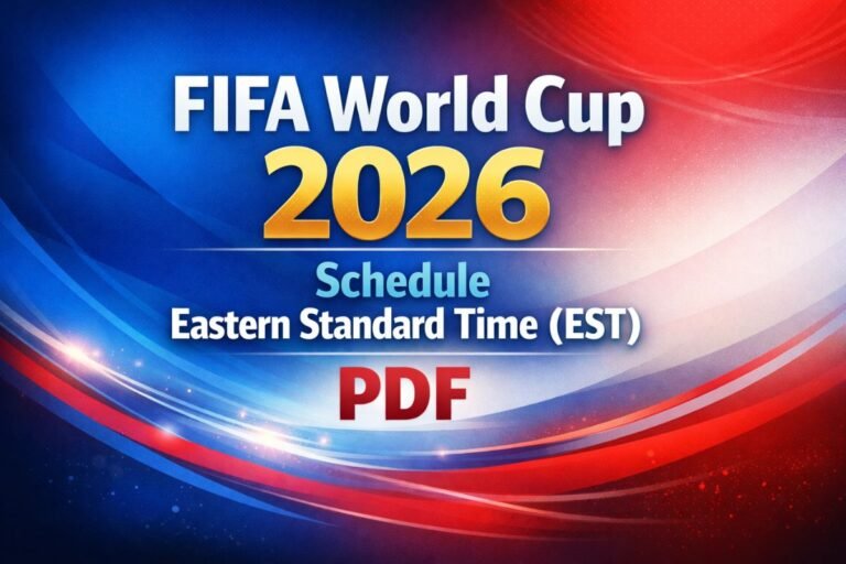 FIFA World Cup 2026 Schedule Eastern Standard Time (EST) PDF Download
